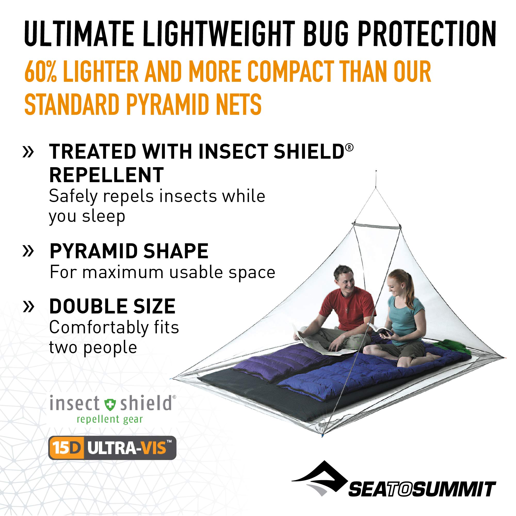 Sea to Summit Permethrin-Treated Nano Pyramid Net Ultralight Shelter, Double