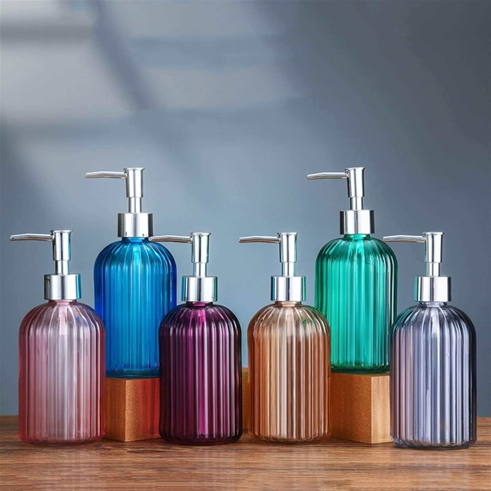 Soap Pump Dispenser 400ml Refillable Glass Soap Dispenser for Bathroom Countertop Kitchen Room,Empty Liquid Soap Dispenser Bottle, Home Hotel Bathroom Accessories Bottles Dispenser (Color : L)