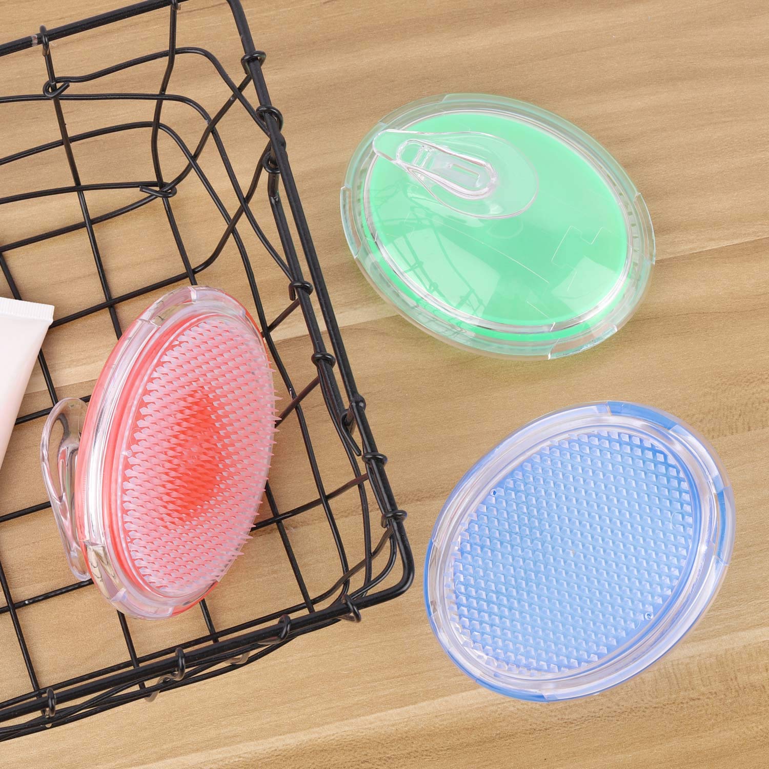 Tbestmax 3 Pcs Exfoliating Brush for Ingrown Hair, Body Scrubber, Blue Green Red