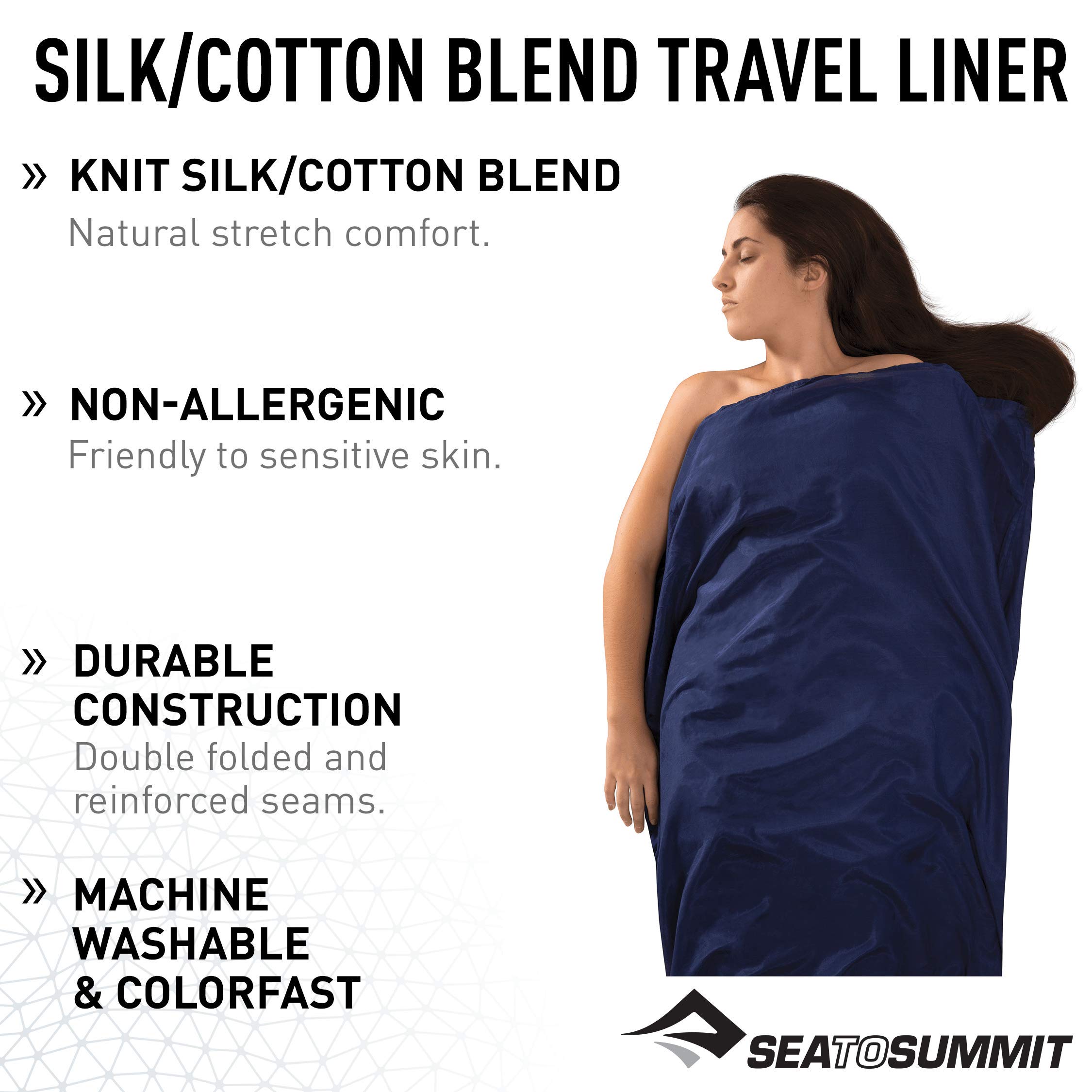 Sea to Summit Silk-Cotton Blend Travel and Sleeping Bag Liner, Mummy (82x36 inches)