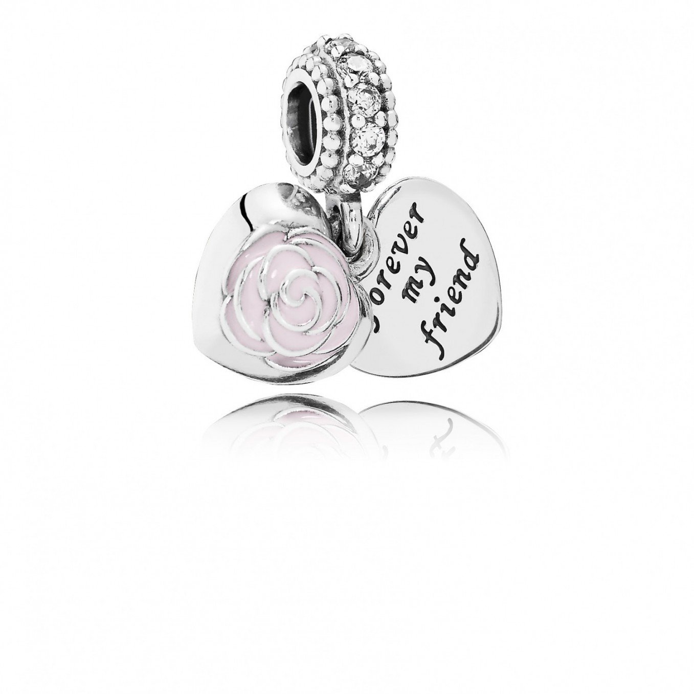 Pandora Jewelry Mother and Friend Flower Dangle Cubic Zirconia Charm in Sterling Silver