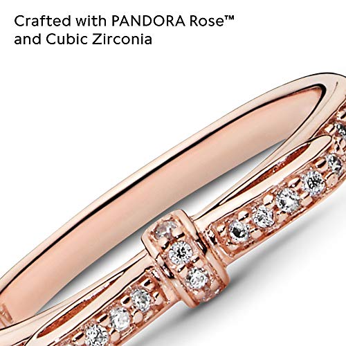 Pandora Jewelry Classic Bow Cubic Zirconia Ring in Pandora Rose, Size 6