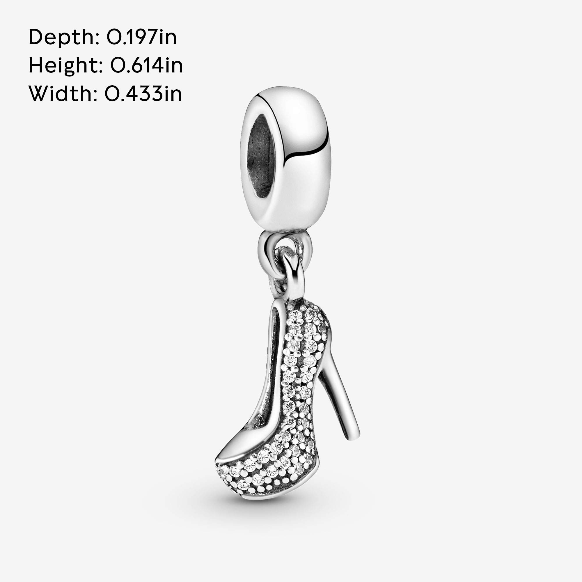 PANDORA Jewelry Pave Stiletto Shoe Dangle Cubic Zirconia Charm in Sterling Silver