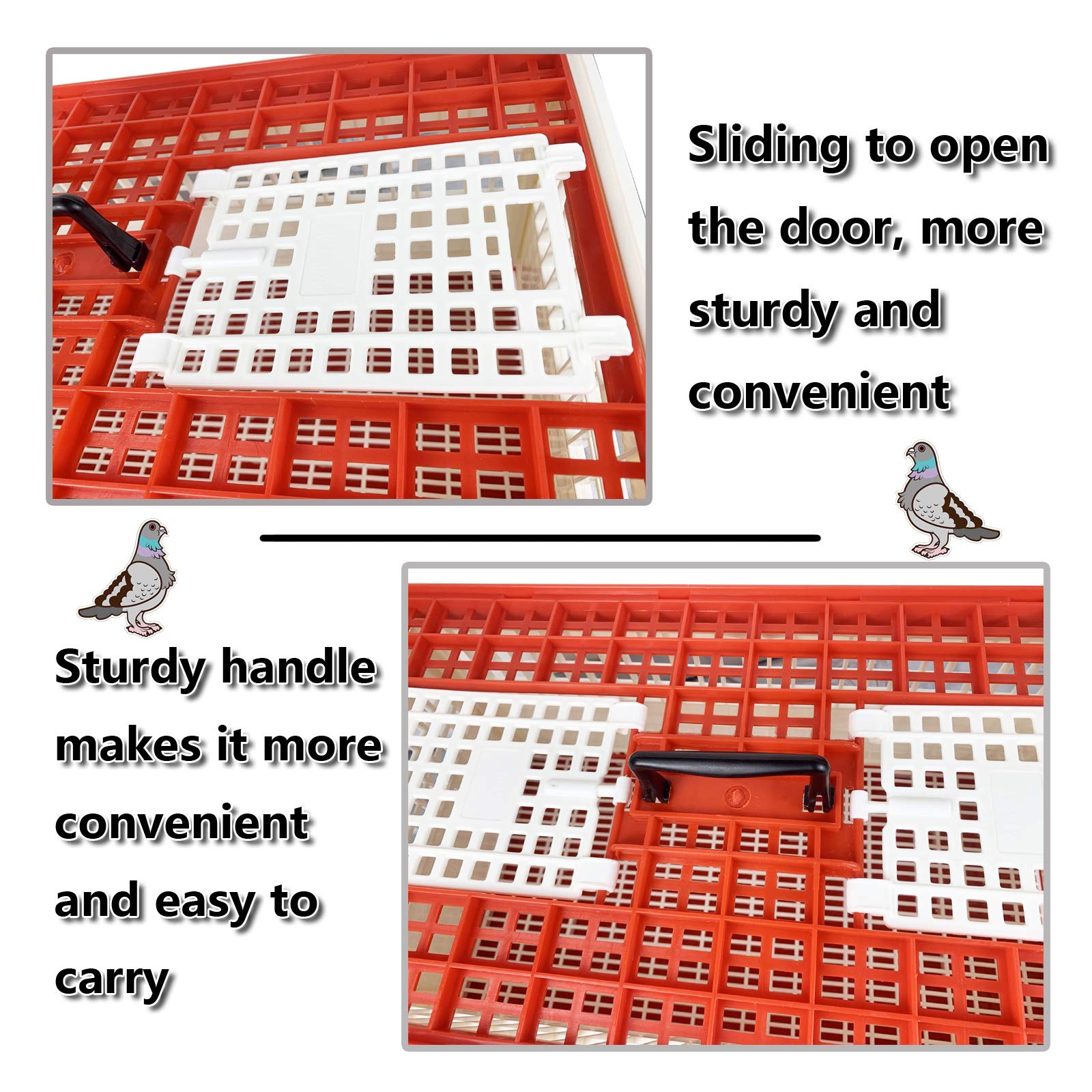 Plastic Pigeon cage Portable Foldable Plastic Transportation Poultry Transportation Bird cage Hunting cage Coop 24×12×9in Chicken cage