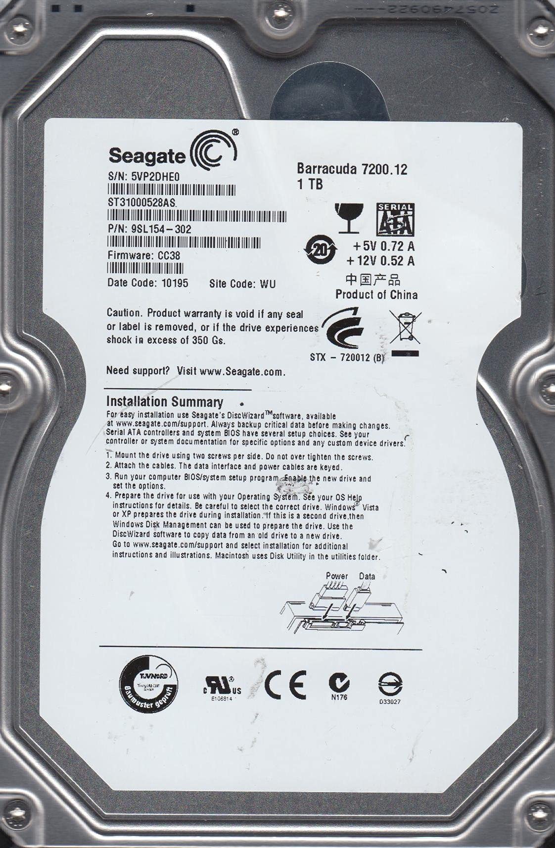 Seagate ST31000528AS 1TB Hard Drive (Renewed)