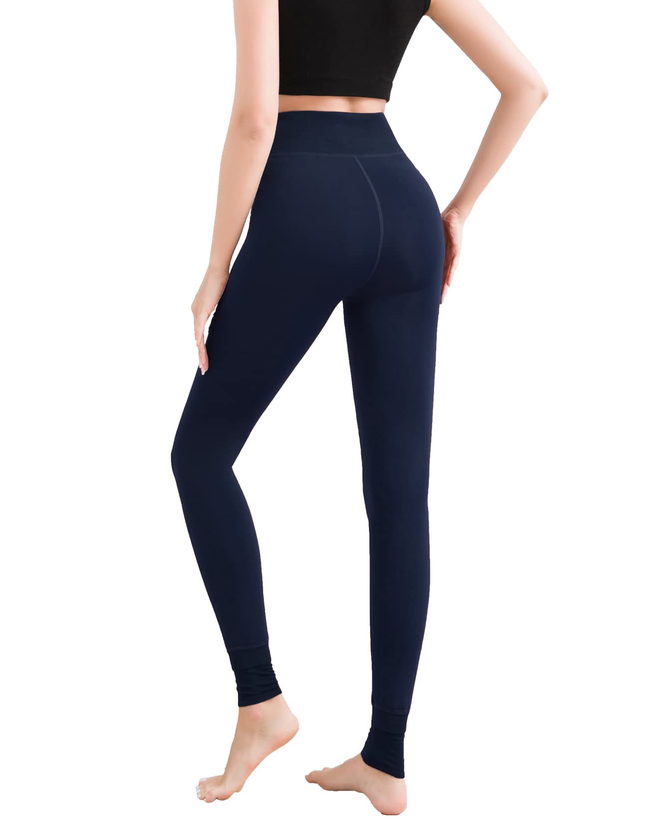 Romastory Women's Winter Warm Fleece Lined Tights High Waisted Elastic Leggings Pants (Black),Free Size Fits ( US S/M )