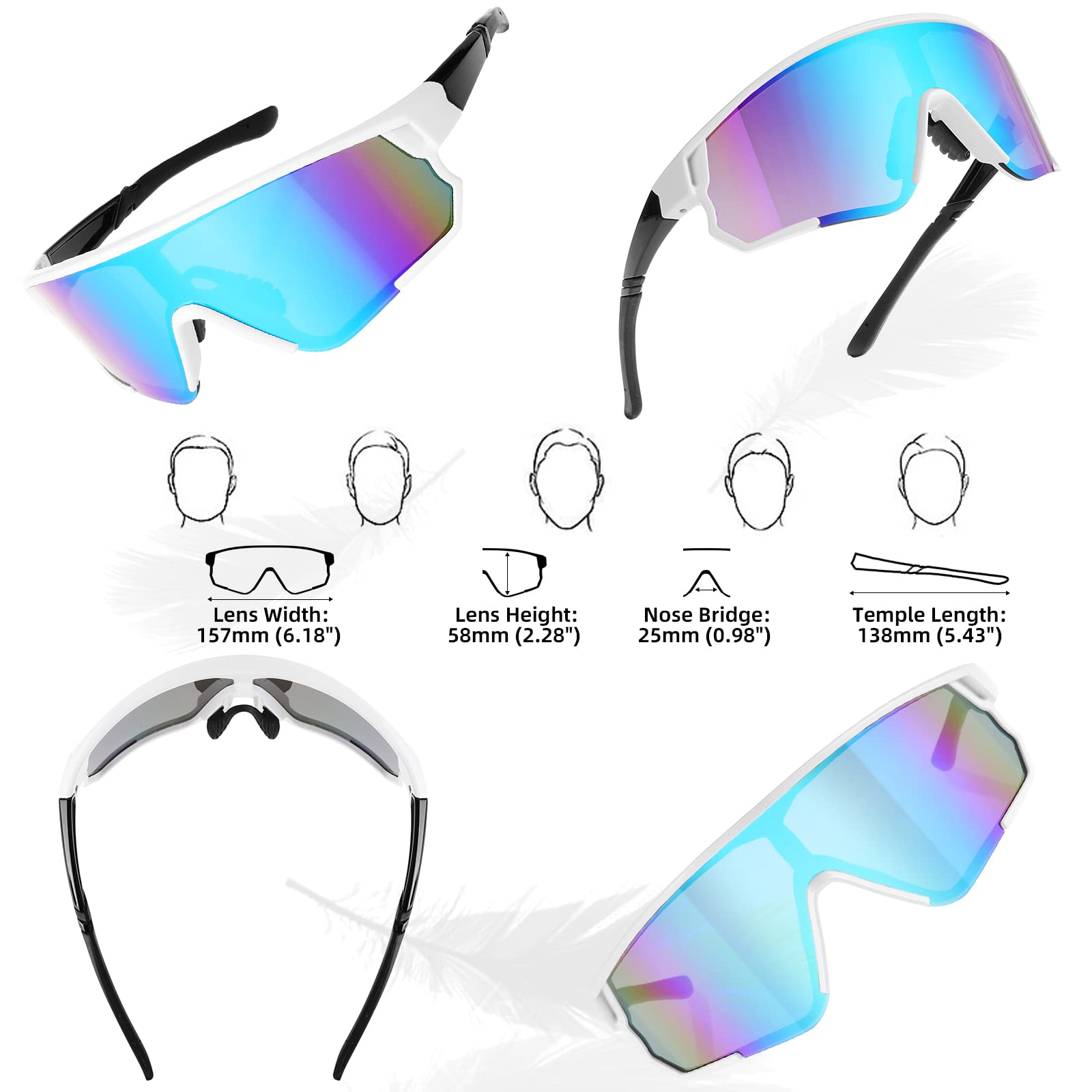WANWAN Men Sports Sunglasses, Youth Cycling Glasses 80s Style Baseball Running Ski Visor Shade