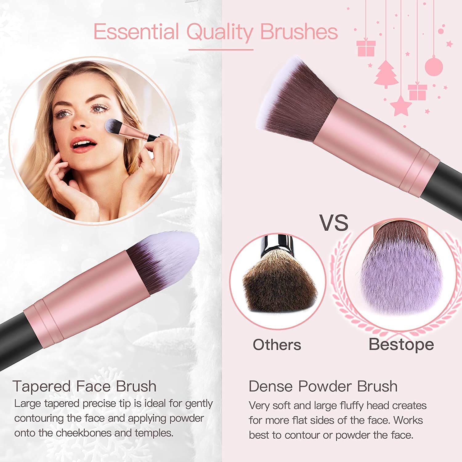 TEATTY Makeup Brushes 18 PCs Makeup Brush Set 2 PCS Silicone Face Mask Brush&4 Blender Sponge&1 Brush Cleaner Premium Synthetic Foundation Powder Concealers Eye Shadows Makeup Brushes Kit (Rose Gold)