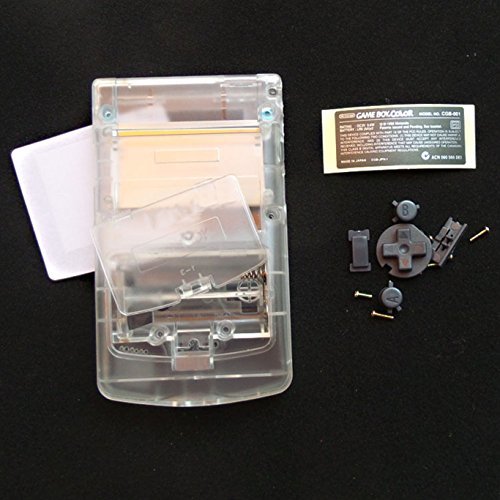 Replacement Full Housing Shell Case Cover Pack with Buttons Screwdrivers for Game boy Color GBC Repair Part - Clear White