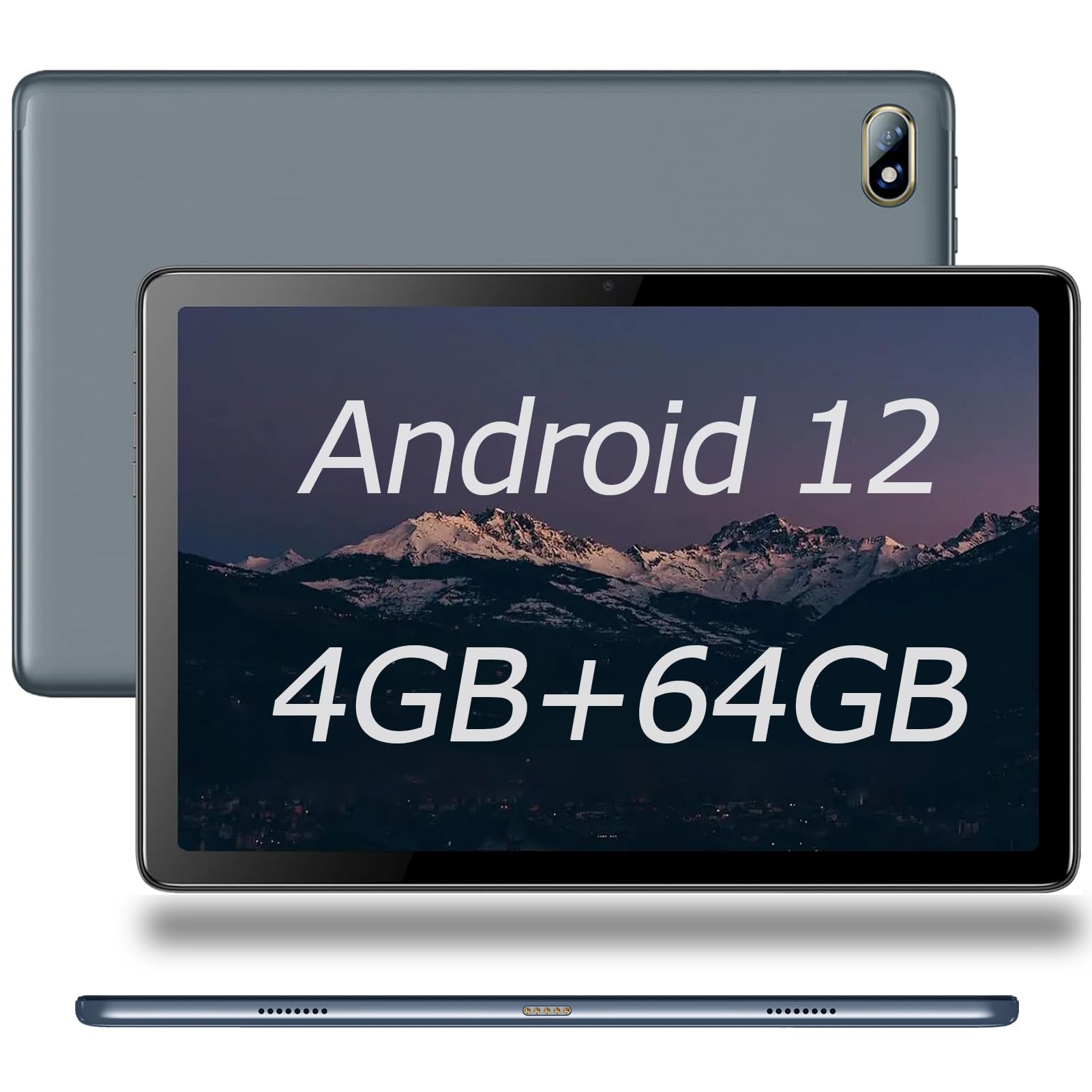 Tablet PC Android 12 10.1 Inch 4GB RAM,64GB ROM(128GB Expandable),1920x1200 IPS Display,WiFi/Bluetooth/5000mAh Battery/Dual Camera