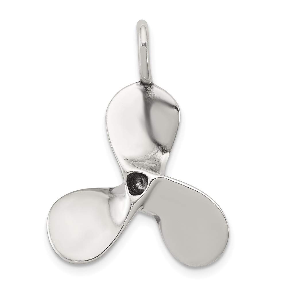 Saris and Things 925 Sterling Silver 3D Antiqued Large Boat Propeller Charm Pendant