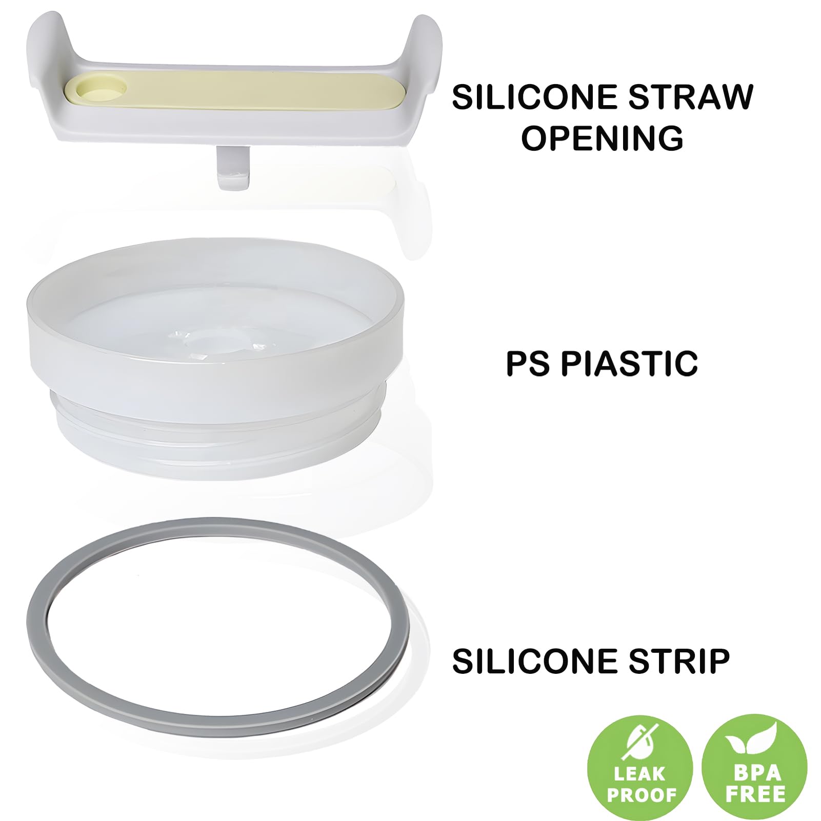 Replacement Lid for Stanley 40 OZ Tumbler With Handle and Straw, Flip Spill Stopper and Leak Proof cover Accessories for Stanley Quencher Cup (Cream White, 2Pcs)