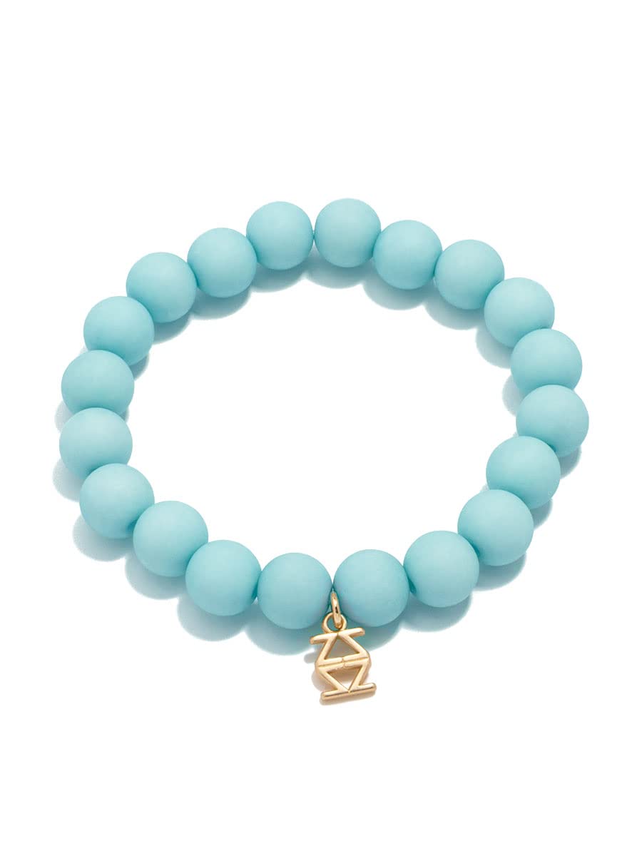 ZENZII Matte Beaded Stretch Bracelet for Women Girls (Hot Pink, Brass)