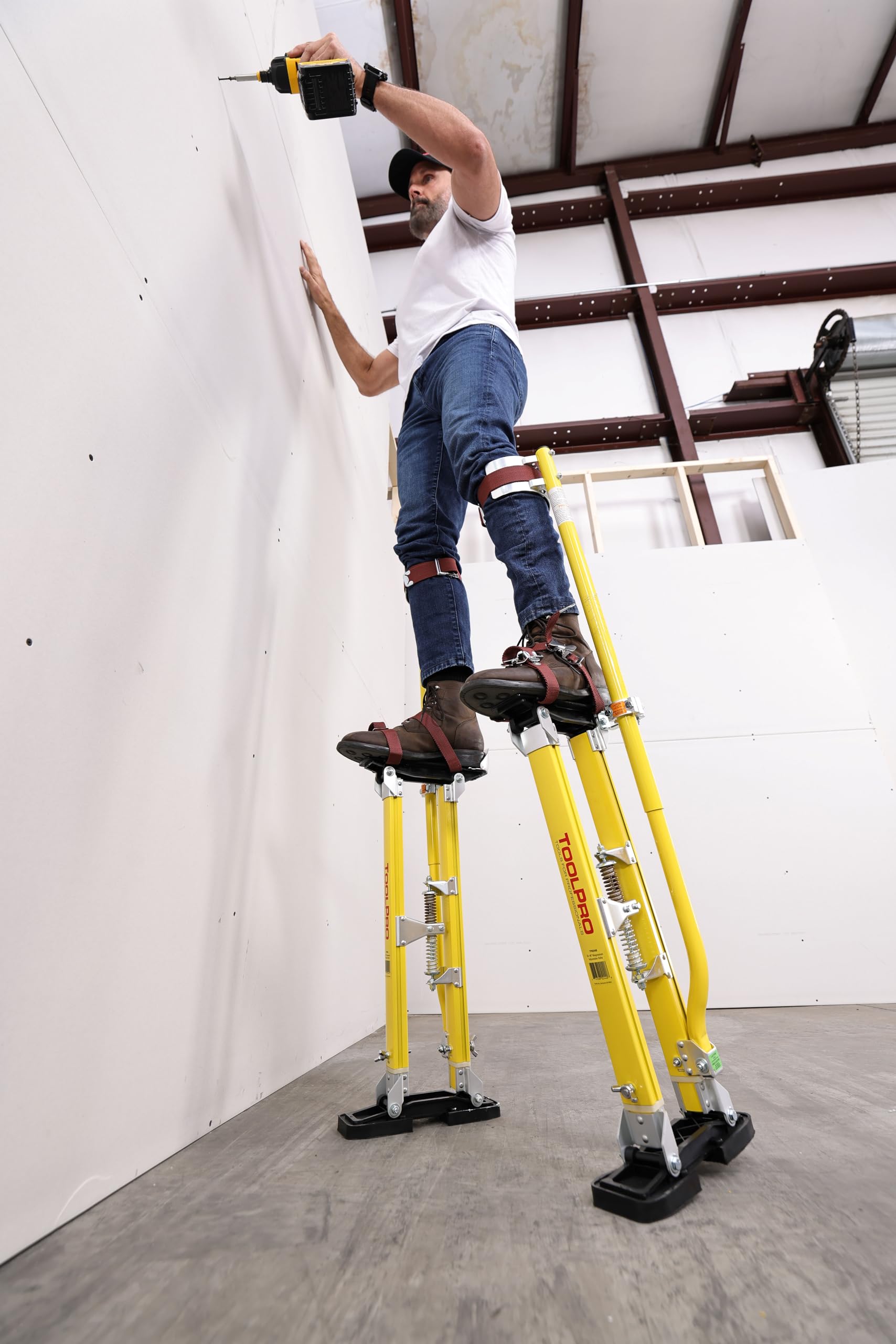 Professional Grade Adjustable Magnesium Drywall Stilts - 24 inch to 40 inch Height Range for Drywall Installation, Painting, and More, Weighs 14lbs.