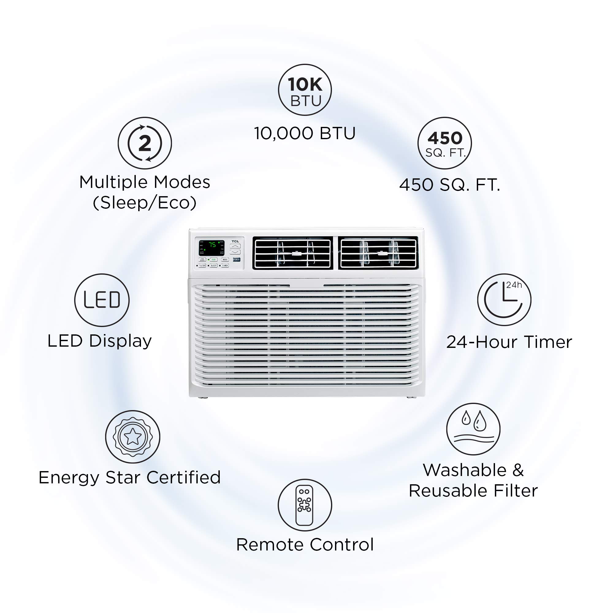 TCL 10W3E1-A Home Series Window Air Conditioner, 10,000 BTU, White