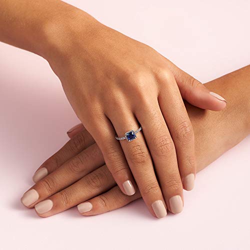 Pandora Jewelry Blue Square Sparkle Halo Crystal and Cubic Zirconia Ring in Sterling Silver, Size 8.5