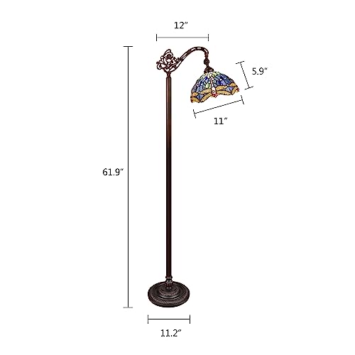 Radiance Goods Dragonfly-Style 1-Light Dark Bronze Finish Reading Floor Lamp 11" Shade