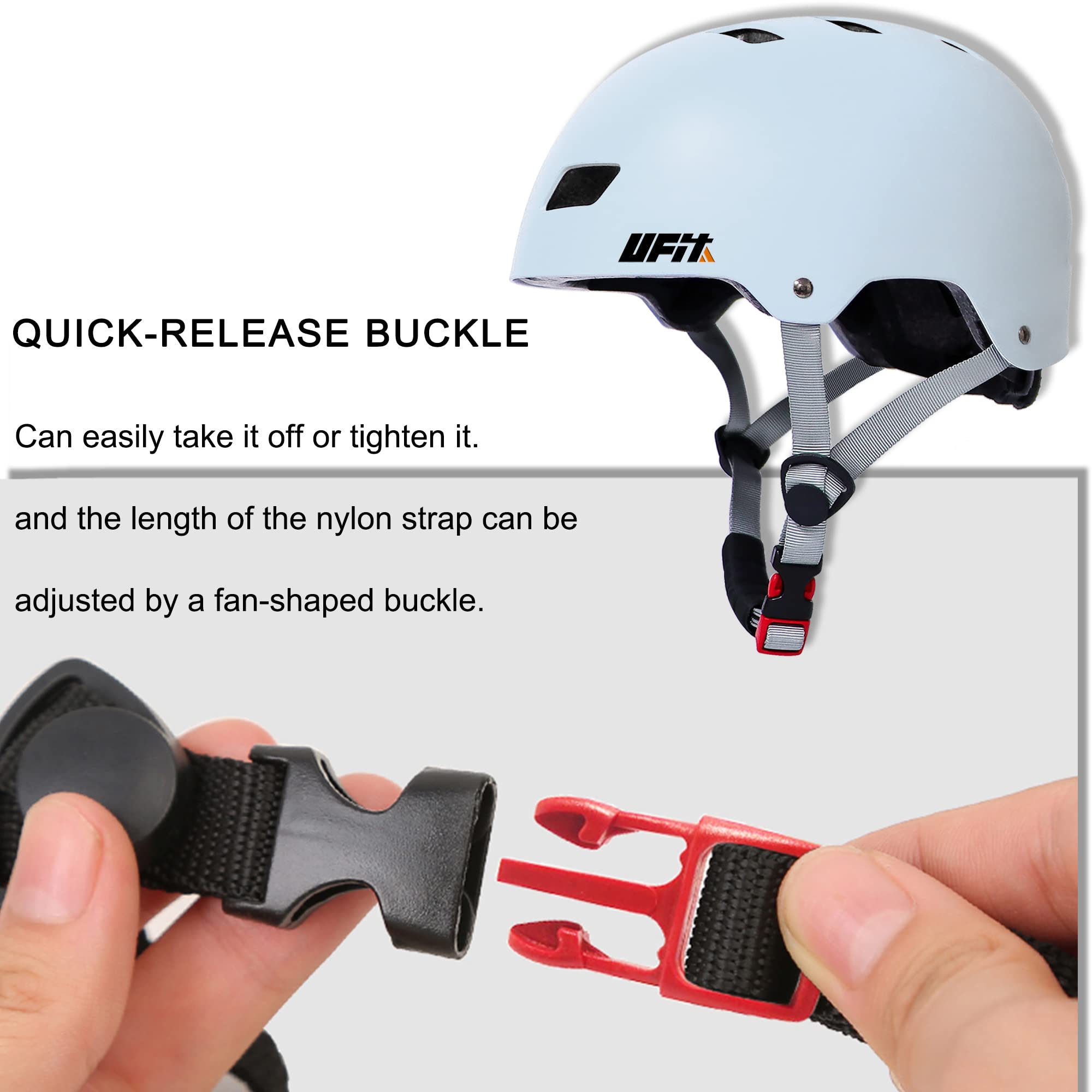 UniqueFit Kids Adult Helmet Adjustable Protective Helmet for Scooter Cycling Roller Skate (Gray, Large)