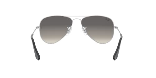 Ray-Ban Junior Kids' Rj9506S Metal Aviator Sunglasses, Black on Silver/Light Grey Gradient Dark Grey, 50 mm
