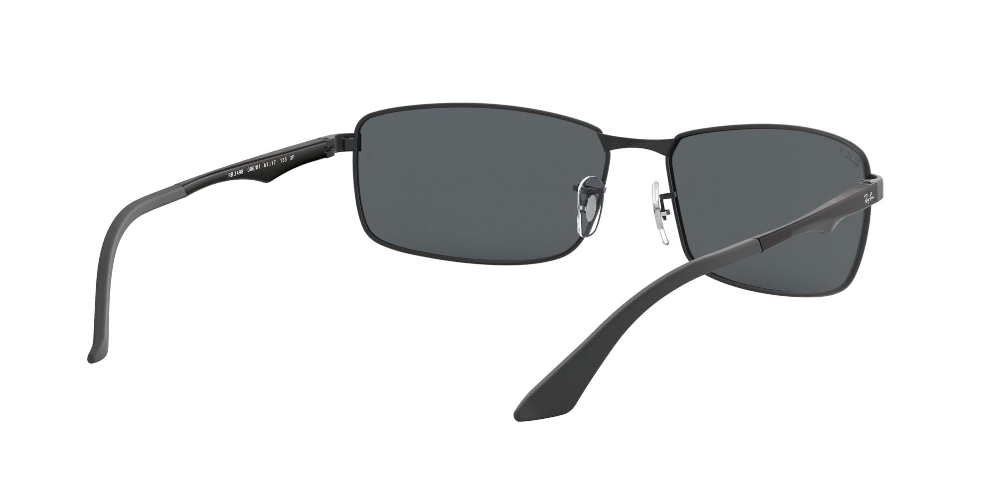 Ray-Ban Men's RB3498 Rectangular Sunglasses, Matte Black/Polarized Grey, 64 mm