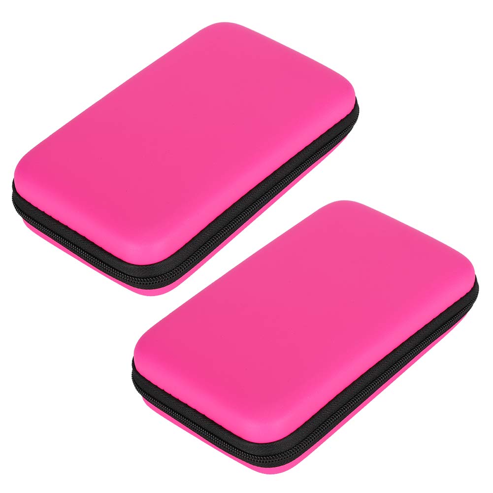 Shanrya Storage Bag Hard Double‑Layer Nylon Compartments Game Consoles Storage Bag for 3DS 3DS LL Office Home(Pink)