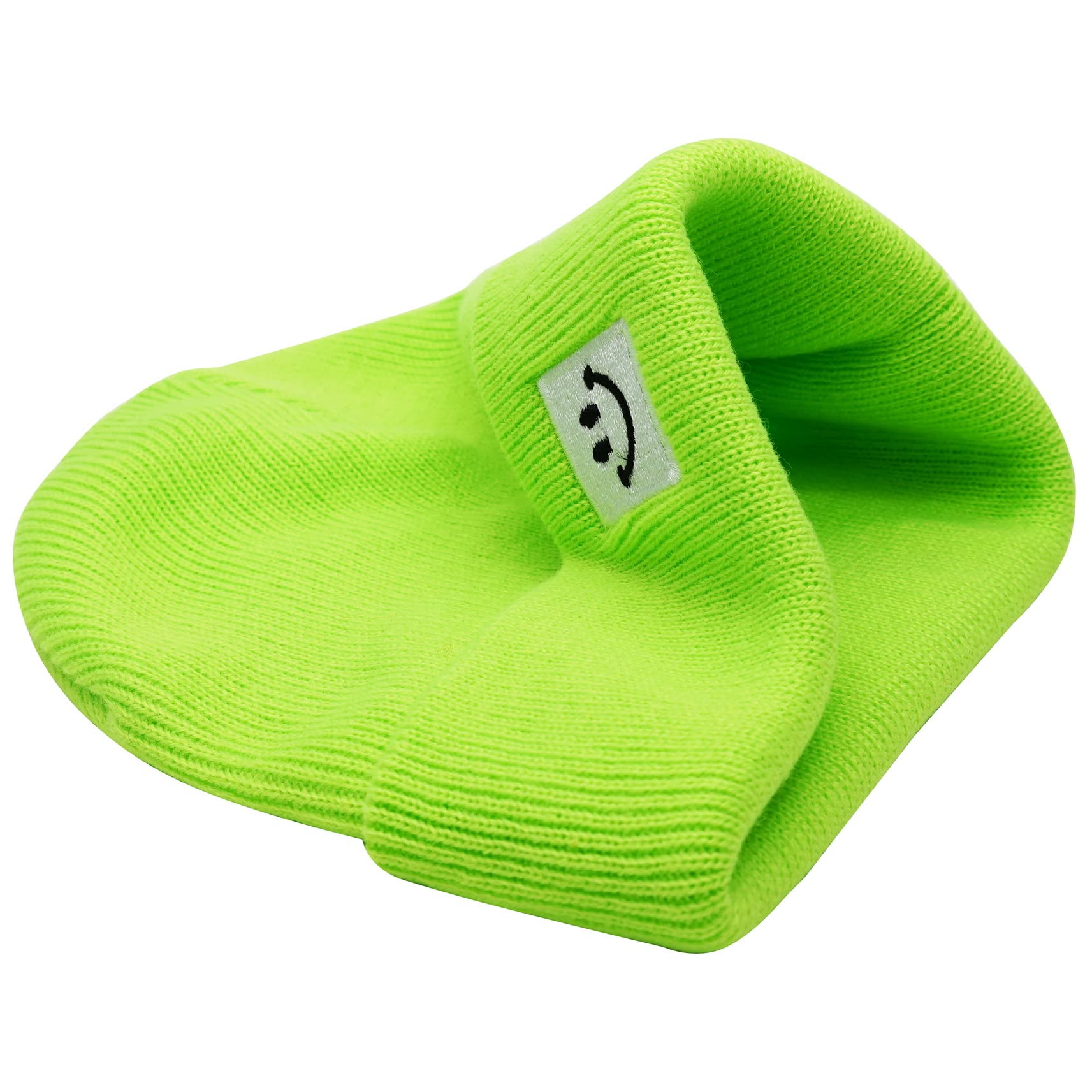 Vashion Knit Cuffed Beanie Hat for Men Women Lime Green Beanie