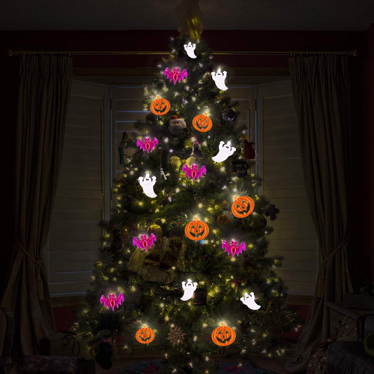 Shanyuna Halloween String Lights Outdoor Lights Battery Powered Pack 3 - Devil Bat Pumpkin Light Up Your Home Patio Garden Indoor for Halloween Party Decorations Decor