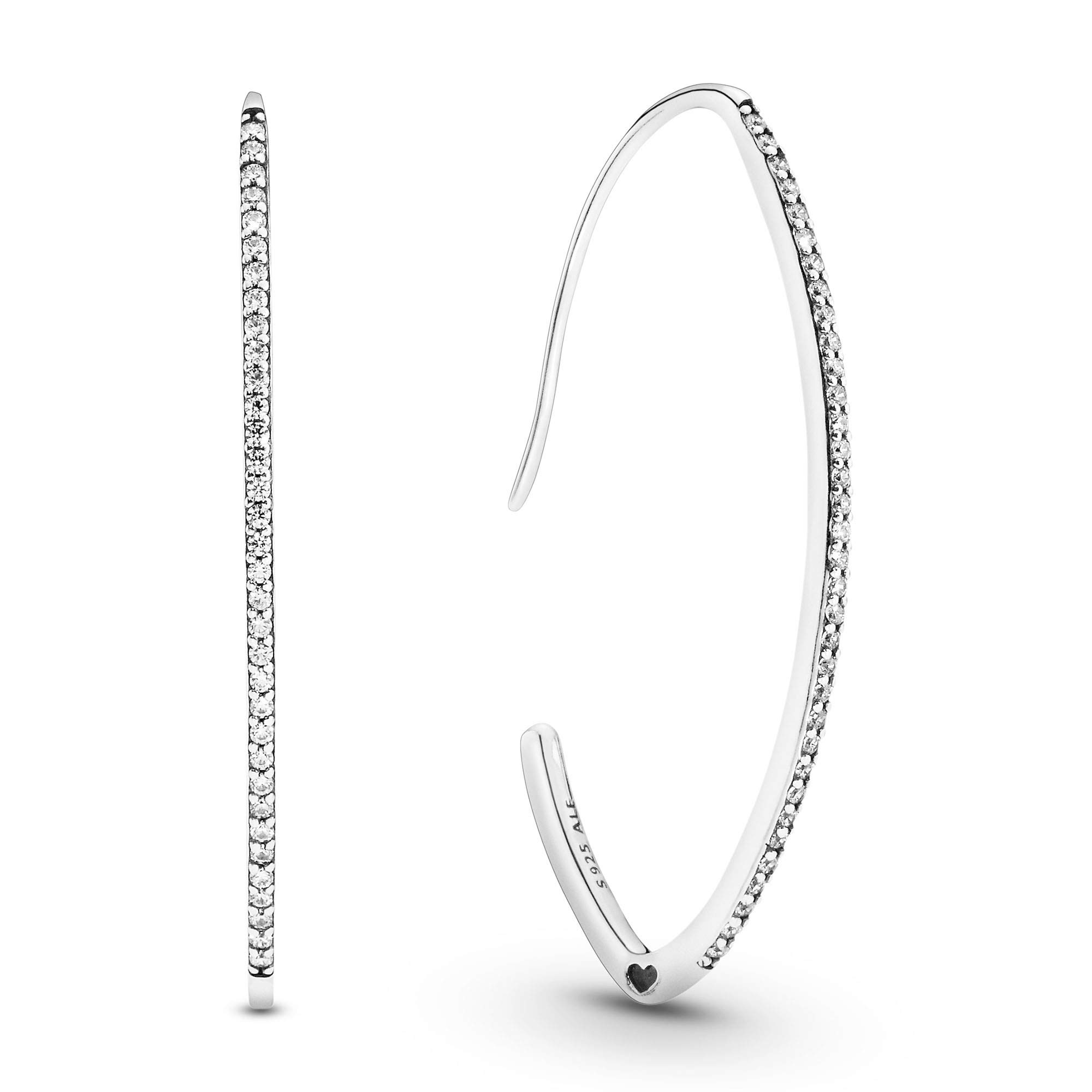 Pandora Jewelry Oval Sparkle Hoop Cubic Zirconia Earrings in Sterling Silver