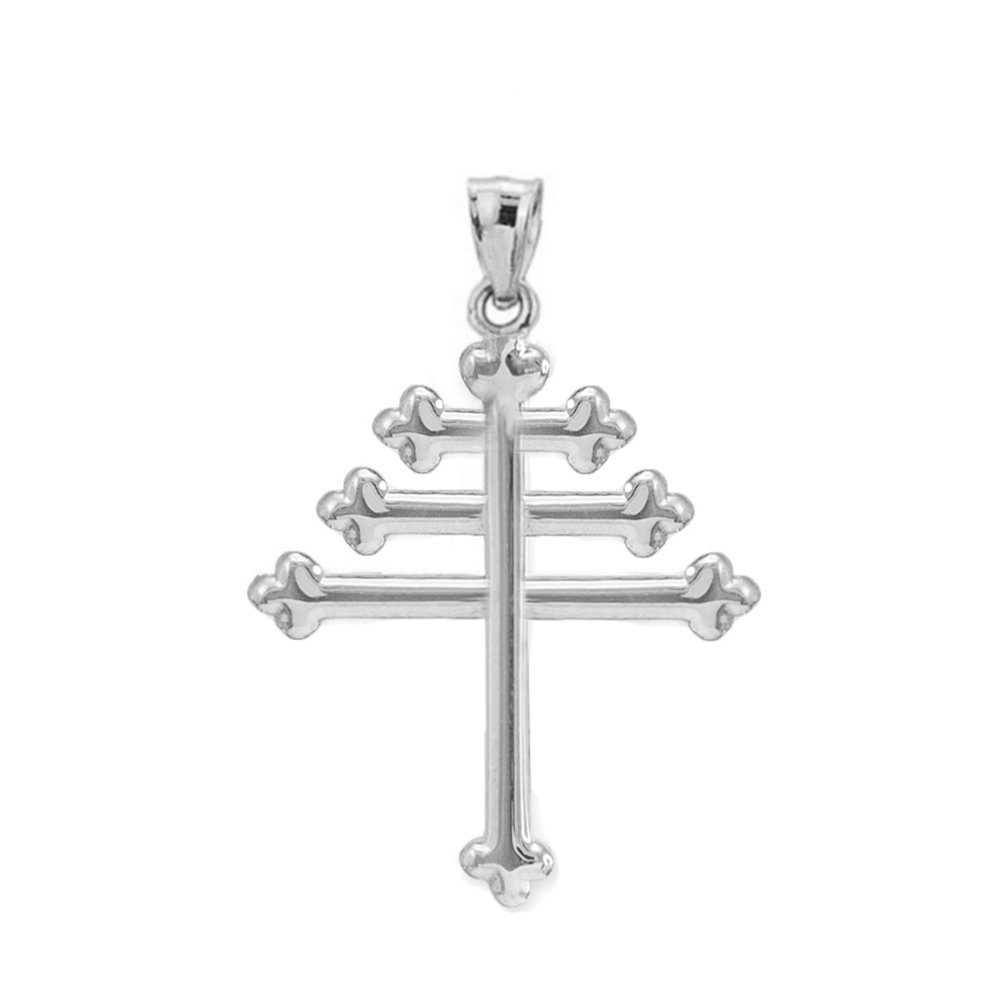Religious Jewelry Fine Sterling Silver Maronite Cross Pendant Necklace, 18"