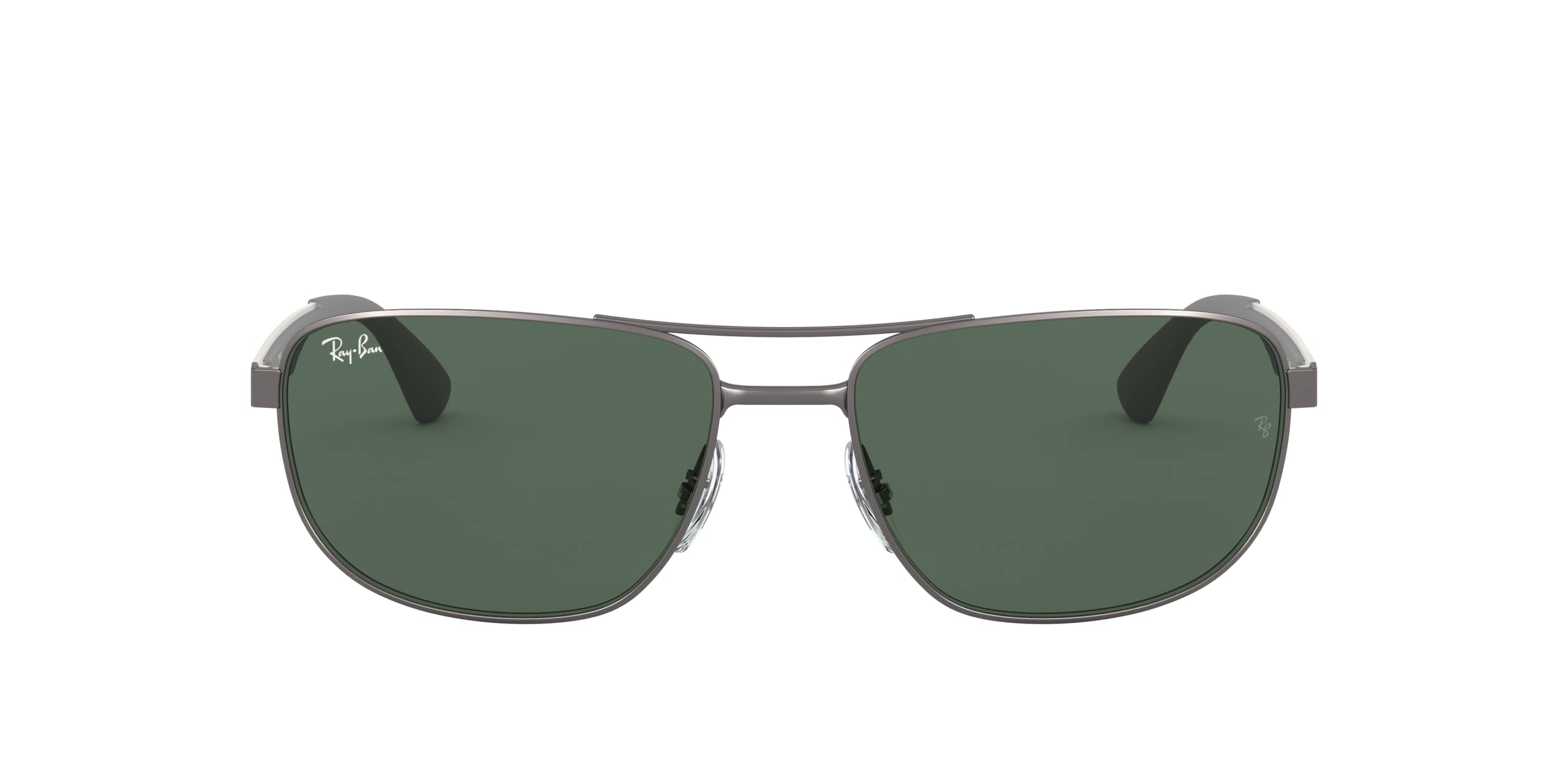 Ray-Ban Men's RB3528 Square Sunglasses, Matte Gunmetal/Dark Green, 61 mm