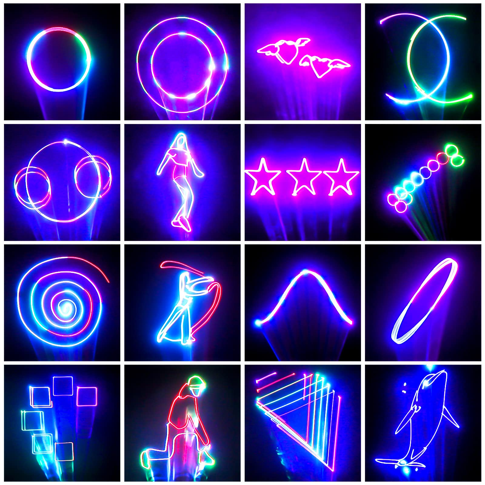U`King DJ Disco Party Lights RGB Stage Lighting Beam Light Animation 3D Laser Patterns with DMX512 Sound Activated Remote Control for Festival Bar Nightclub Wedding Live Show Church