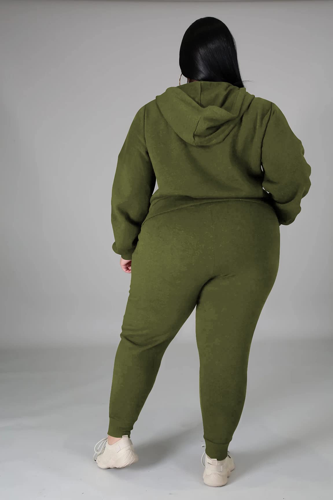 Tycorwd Women's Plus Size Two Piece Outfits Sweatsuits Sets Long Sleeve Loungewear Tracksuit Sets Dark green-3XL