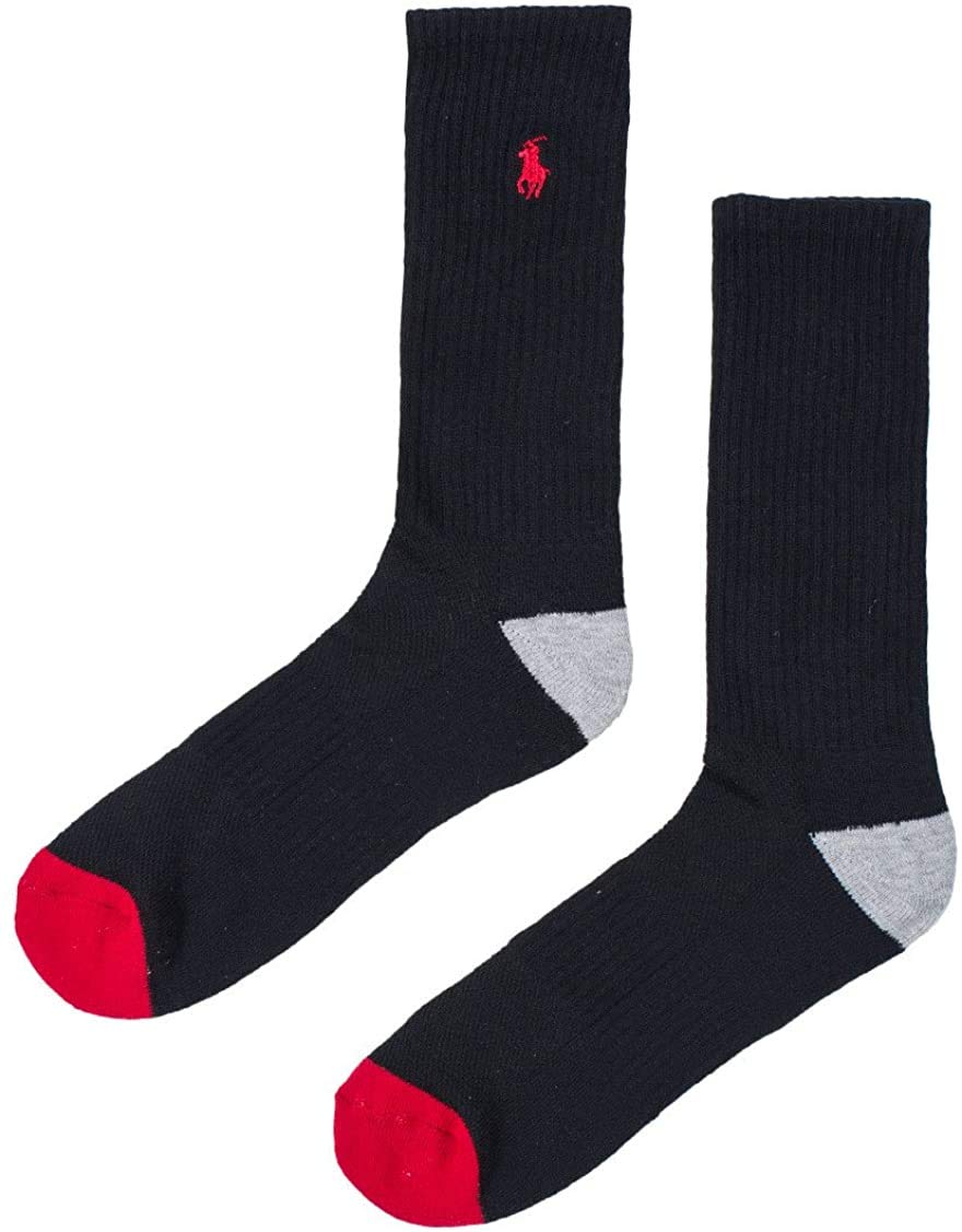 Polo Ralph Lauren 6-Pack Heel Toe and Arch Support Crew Socks Sz 10-13 Fits 6-12.5 White Assorted
