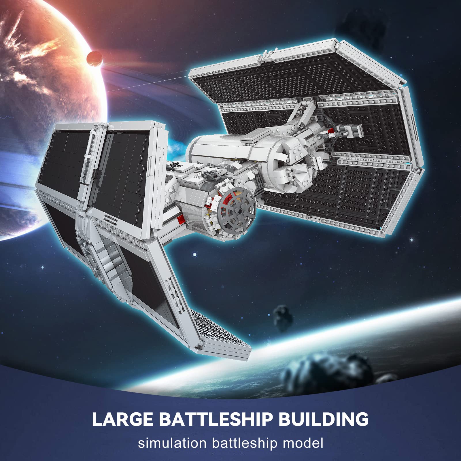 WLOXBKF MOC Imperial TIE Fighter Building Kit;Spaceship Model Kits, 3616+Pcs Star Plan Toys UCS Collectible Set for Adults, STEM Projects Educational Birthday Gifts Blocks