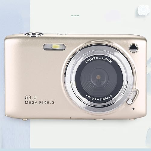Teens Small Camera, 58MP 2.88 Inch IPS Screen 4K Digital Camera Automatic Beauty Mode 16X Zoom Slim and Lightweight for Vlogging (Gold)
