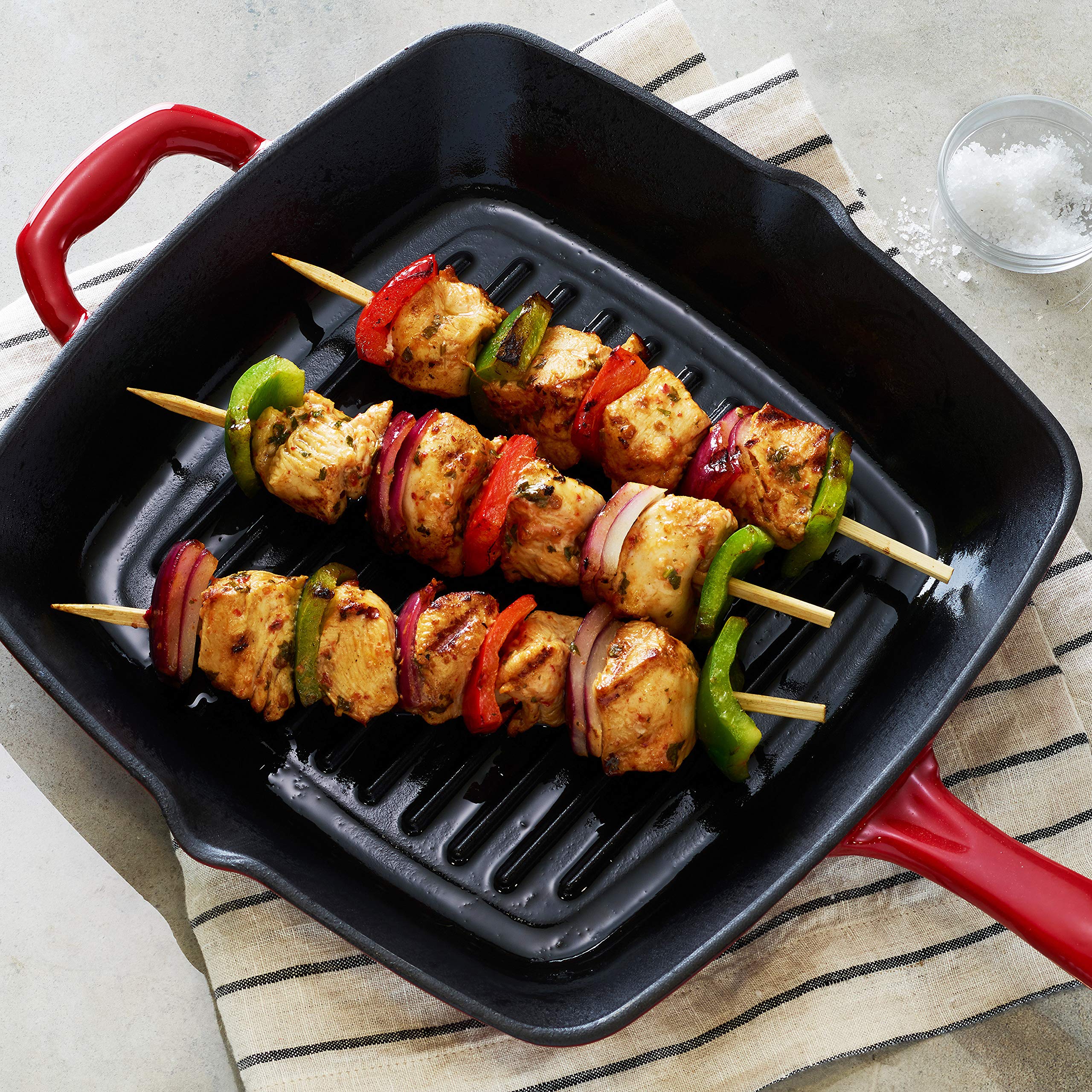 Tramontina Grill Pan Enameled Cast Iron 11 Inch, Gradated Red, 80131/053DS