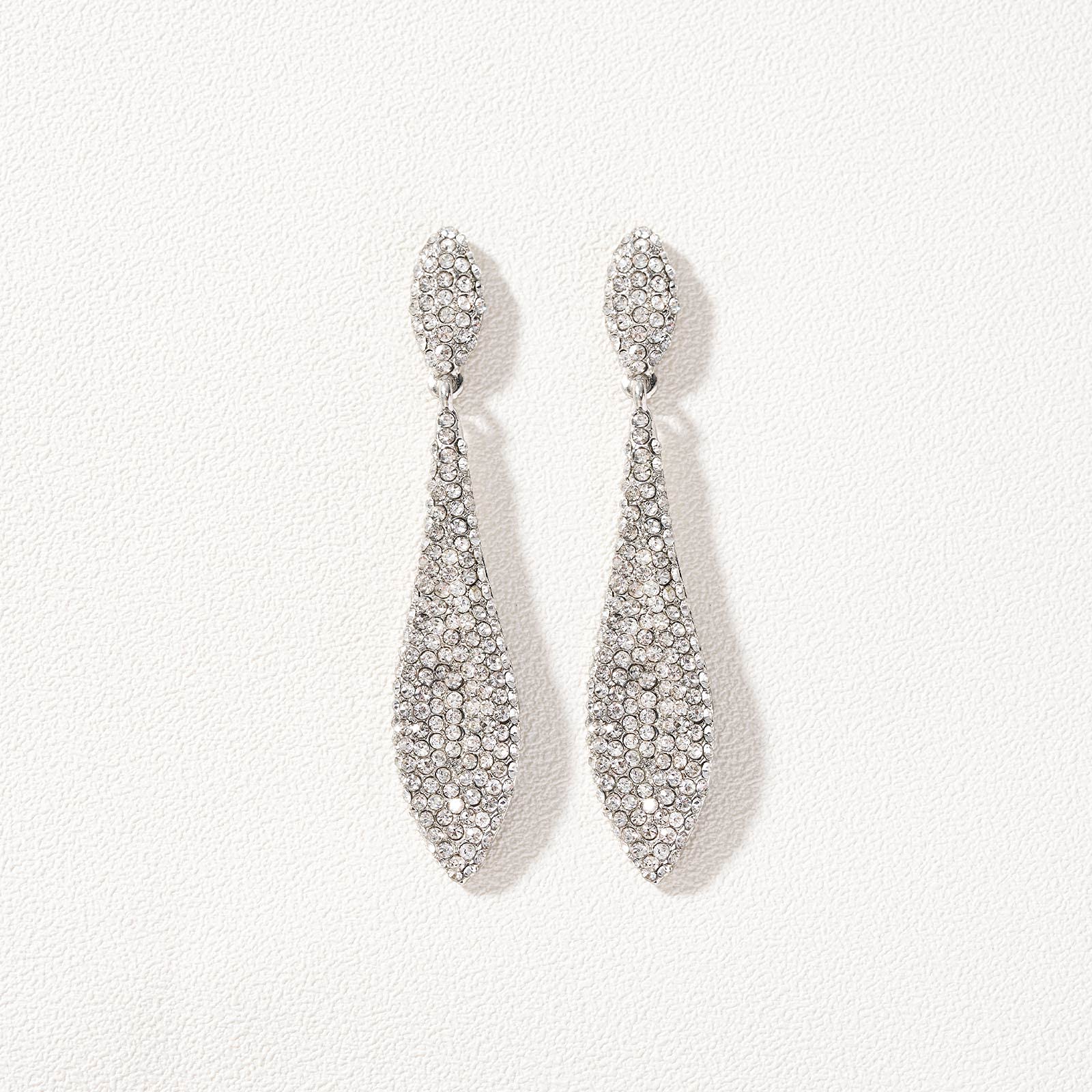 SWEETV Women's Crystal Teardrop Chandelier Dangle Earrings, Rhinestone Long Drop, Silver Bridal Earrings for Wedding Prom