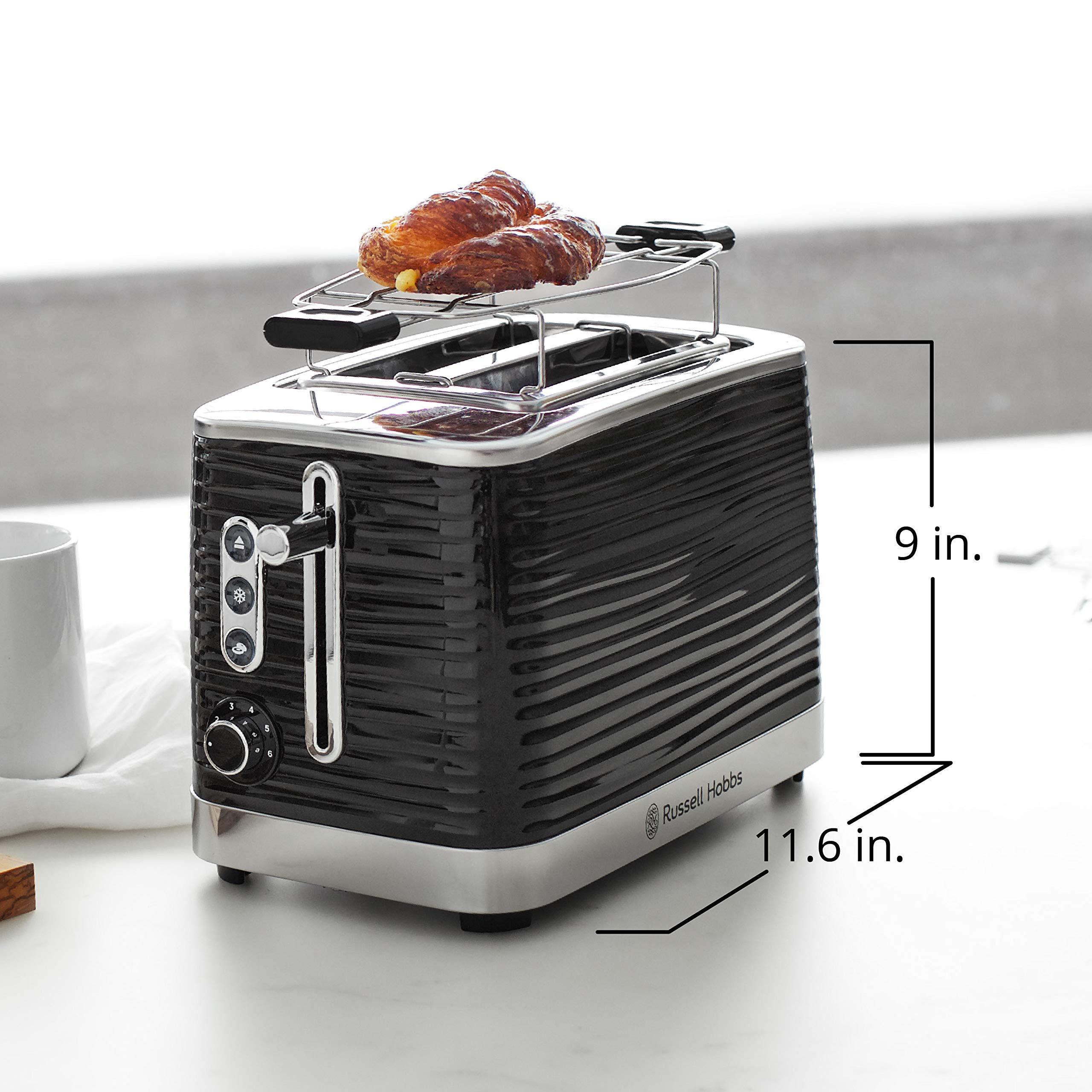 Russell Hobbs Coventry 2-Slice Toaster, Black, Included Warming Rack