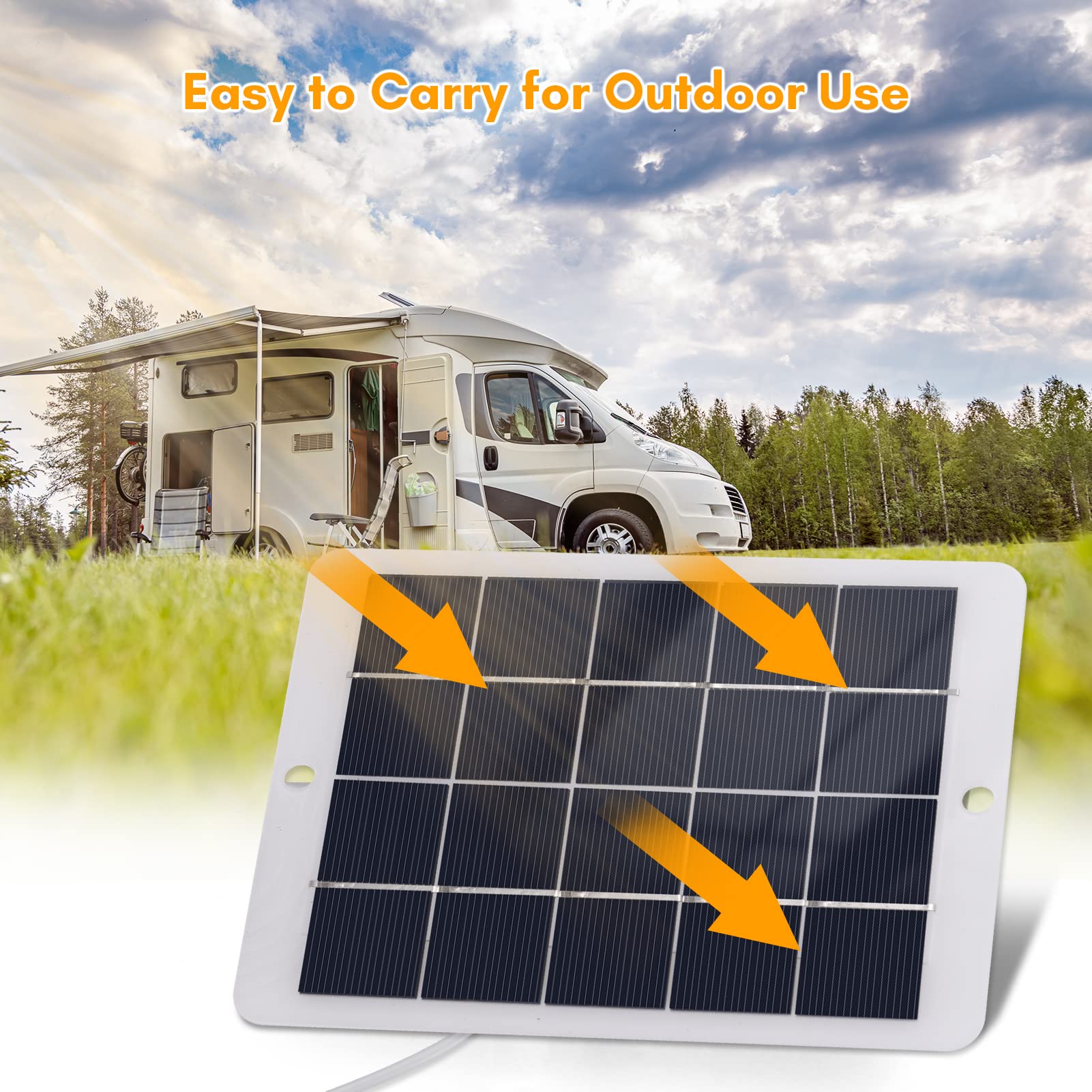 Solar Panel, Decdeal 3W 5V Portable Solar Charger Waterproof Solar Panel Charger for Camping with USB Interface for Charging Mobile Phones Mini Fans LED Light