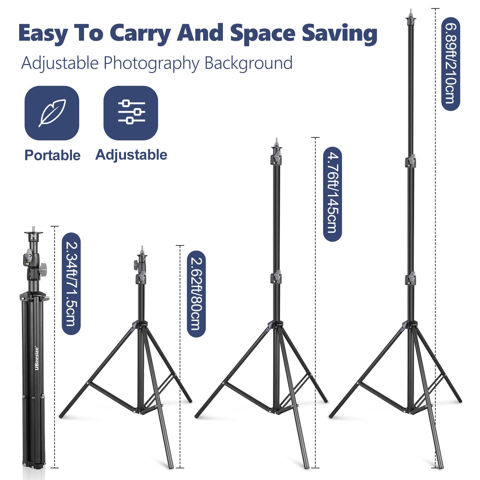 UBeesize Photo Backdrop Stand System Kit, 7 x 10 ft Adjustable Background Support Stand with 6 Backdrop Clamps, 4 Crossbars, 2 Sandbags, and Carrying bag for Photography Video Studio Wedding