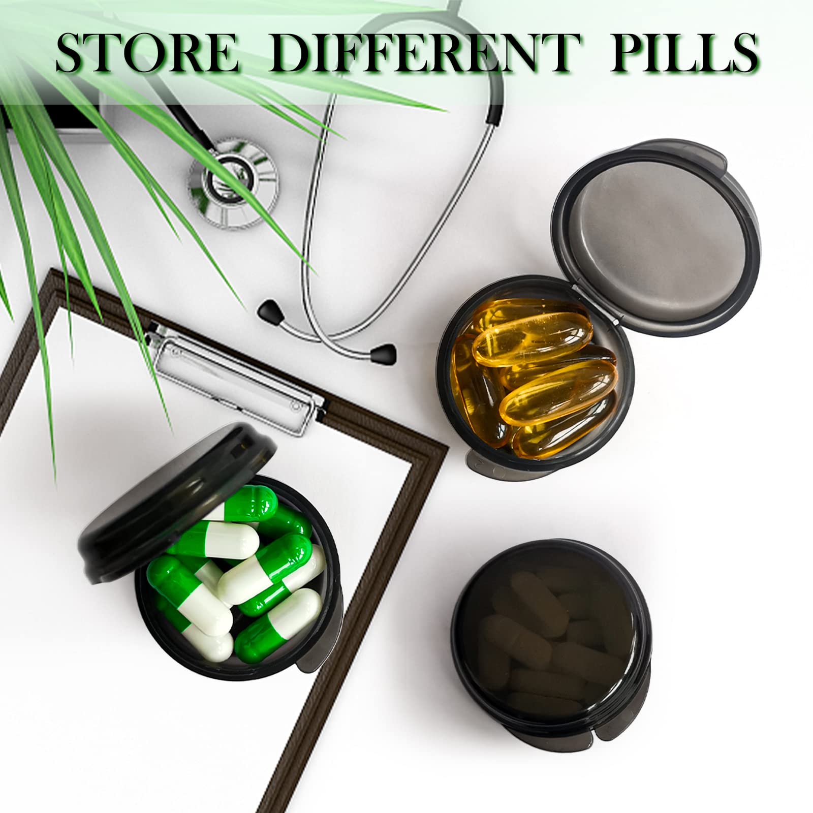 UHOUSE Small Pill Box (3 Pack), Daily Mini Pill Organizer Portable for Purse Pocket,Travel Pill Case Medicine Storage Container Earplug Case (Blcak)