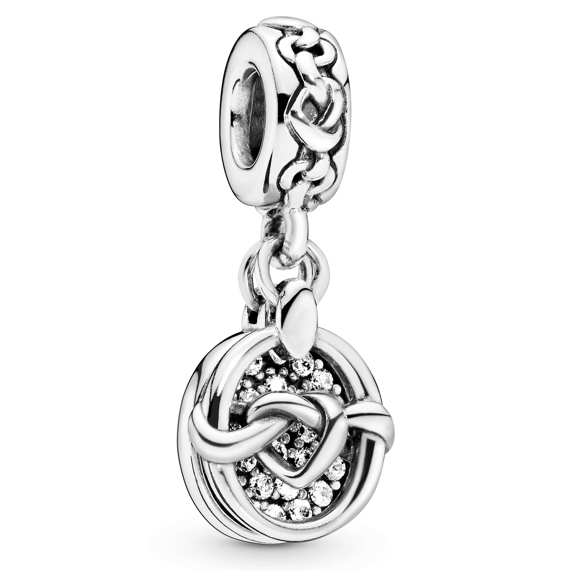 Pandora Jewelry Knotted Hearts Dangle Cubic Zirconia Charm in Sterling Silver