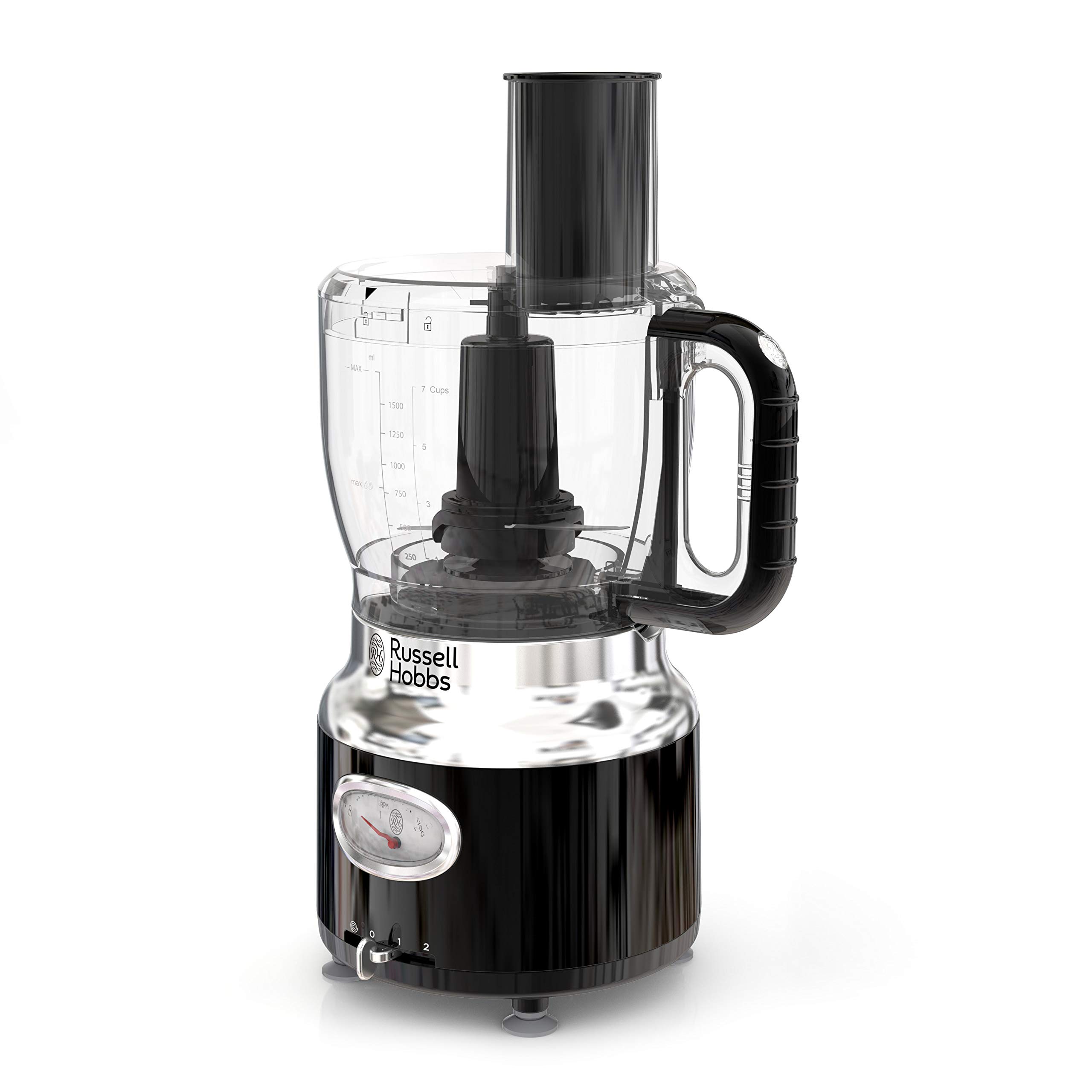 Russell Hobbs FP3100BKR Retro Style Food Processor, 8-Cup (64-oz) Capacity, Black