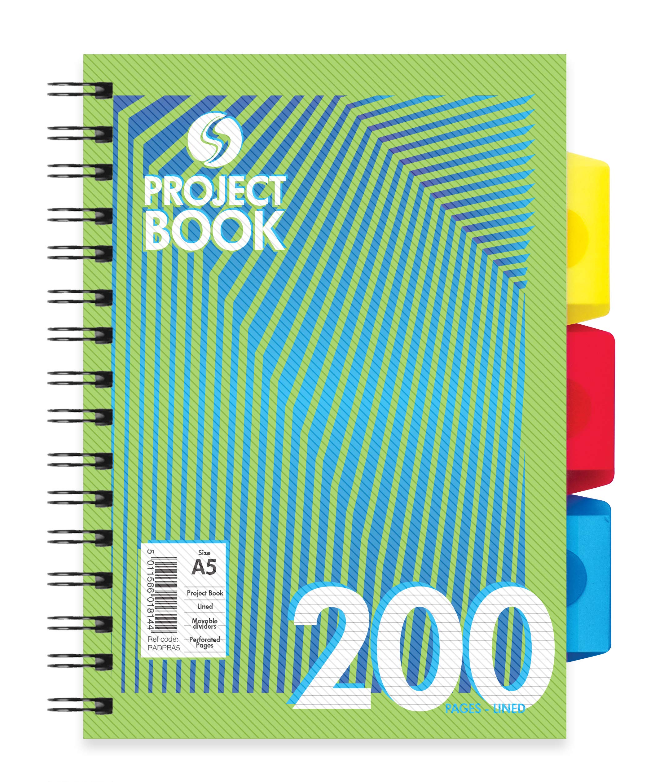 Silvine Daze 200 Page A5 Subject Books with 3 Moveable Dividers [Assorted Pack of 3]