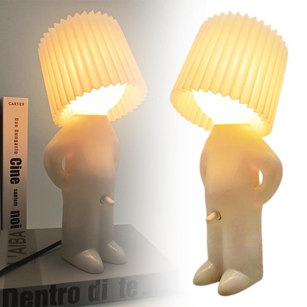 swertoy A Little Shy Man Creative Lamp, A Little Naughty Boy Desk Lamp, Bedside Night Light, Small Night Lights Home Decoration Novelty Gift (Yellow)