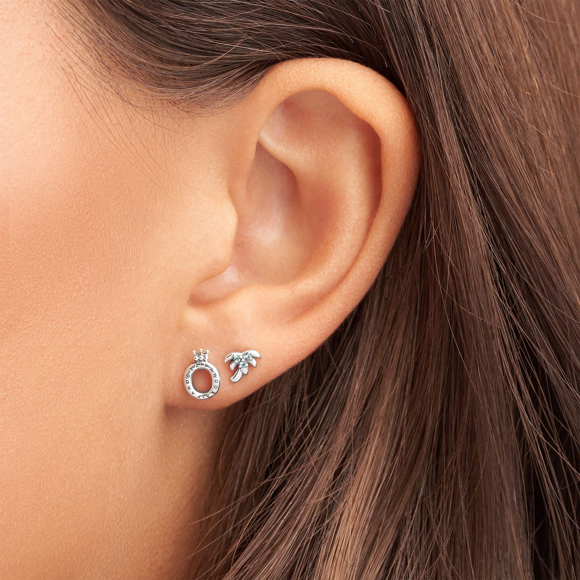 Pandora Jewelry Polished Crown O Stud Sterling Silver Earrings, No Box