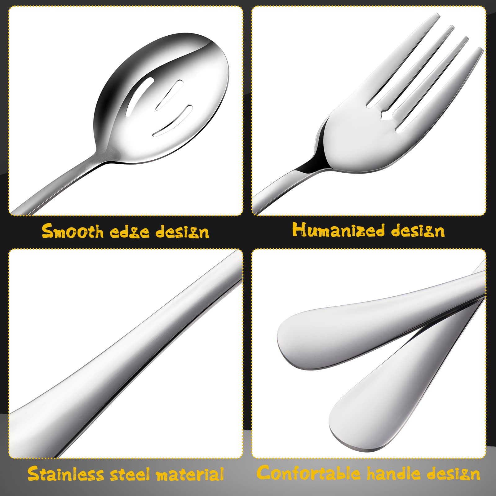 Thenshop 30 Pcs Stainless Steel Serving Utensils Set Serving Flatware Set Include Large Serving Spoons Slotted Spoons Serving Forks Soup Ladle Pie Server and Serving Tongs for Buffet Party (Silver)