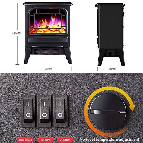 TEmkin Electric Stove Fireplace Heater, 1800W Freestanding Fires Modern Fireplace Portable Stove Realistic Flame Real Logs Burning Effect