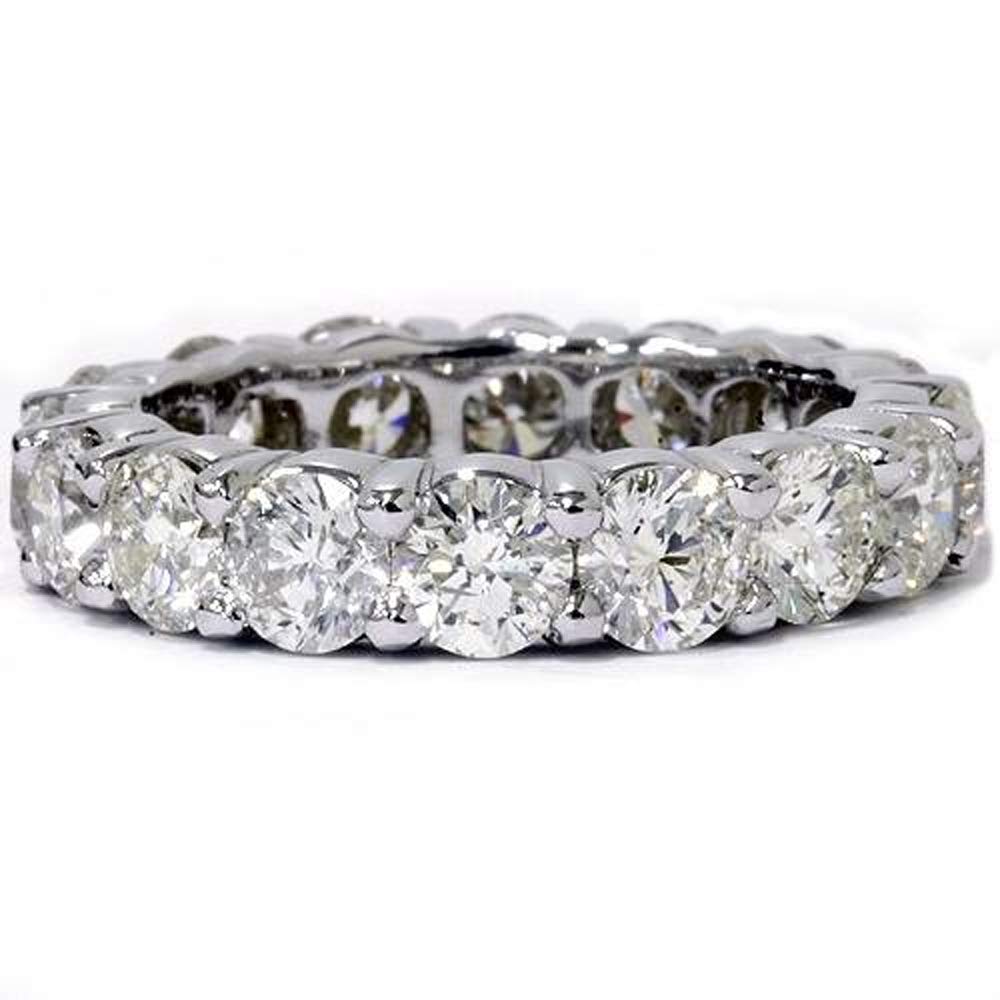 Pompeii3 14k White Gold 5Ct TW Round-Cut Natural Diamond Eternity Ring Round-Cut Wedding Band Women's Anniversary Band