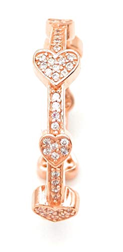 PANDORA Rose Alluring Hearts Ring Size 6 with Clear CZ 187729CZ-52